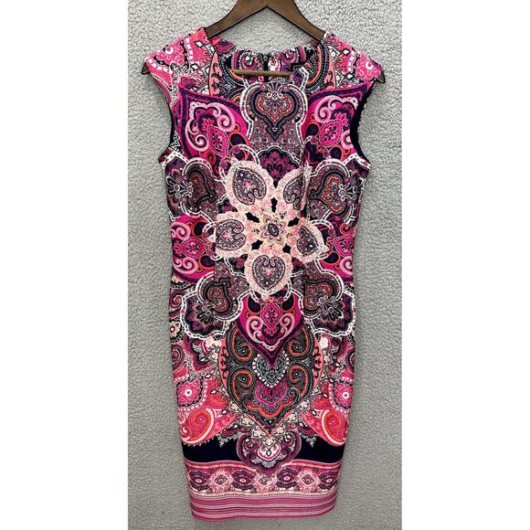 karin stevens | Dresses | Karin Stevens Pink Paisley Bodycon Dress Sz 6 ...